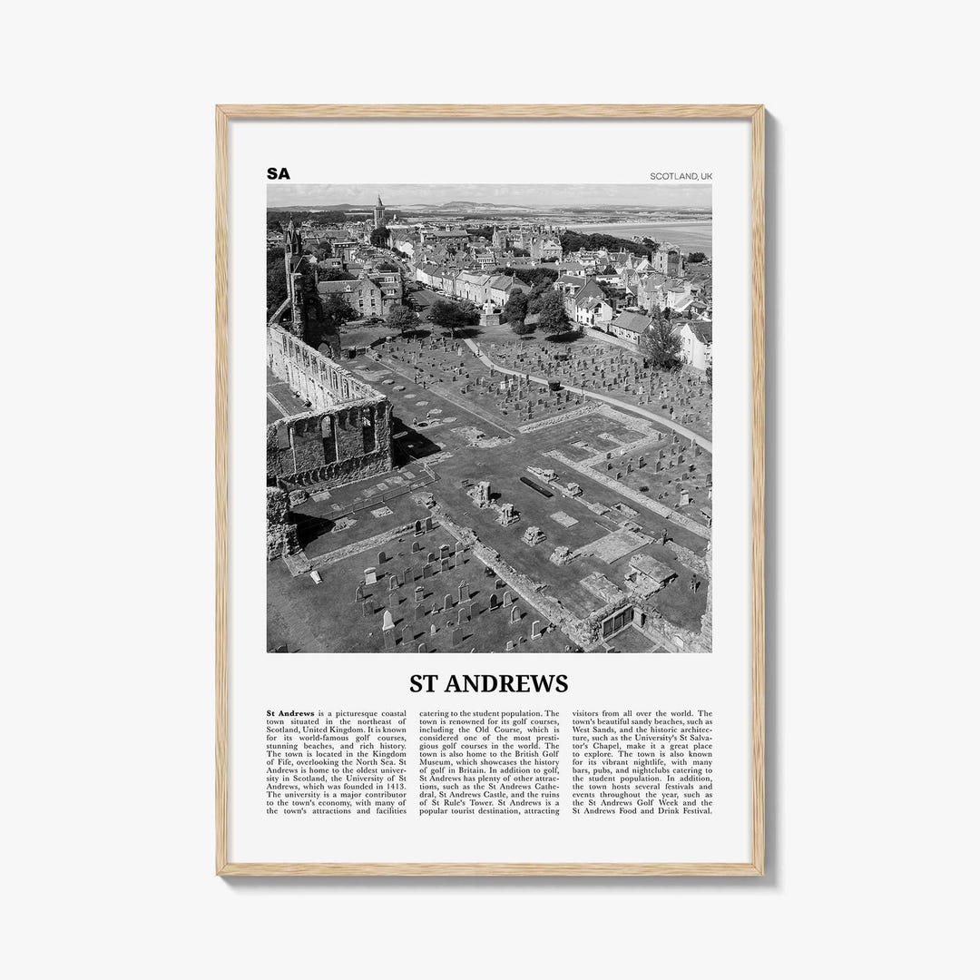 St Andrews Poster Print Black and White, St Andrews Cathedral Photo ...