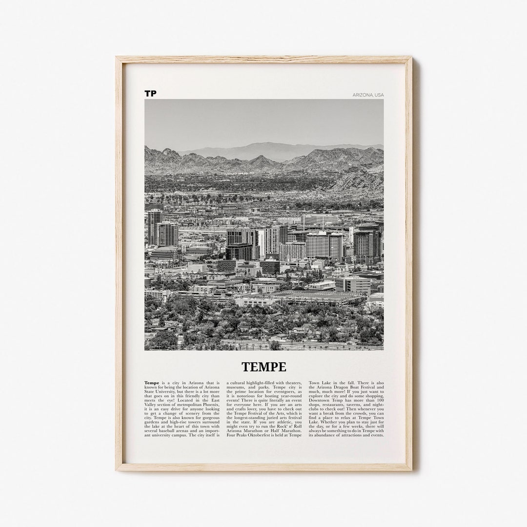 Tempe Print Black and White, Tempe Wall Art, Tempe Poster, Tempe Photo ...
