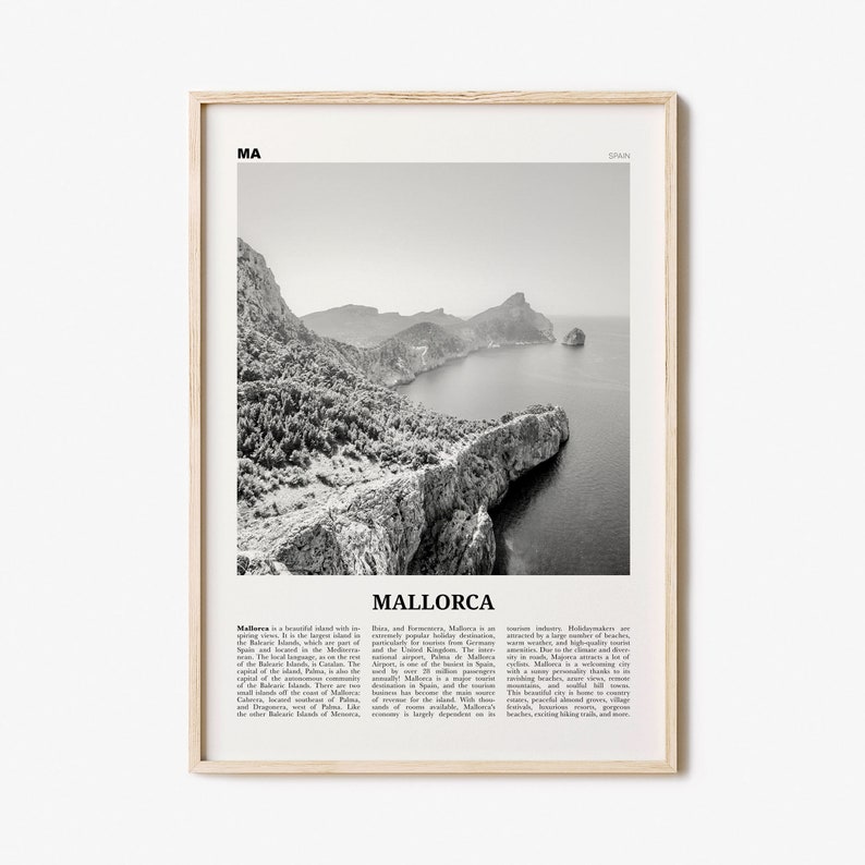 Mallorca Print Black and White Ocean Mallorca Wall Art - Etsy