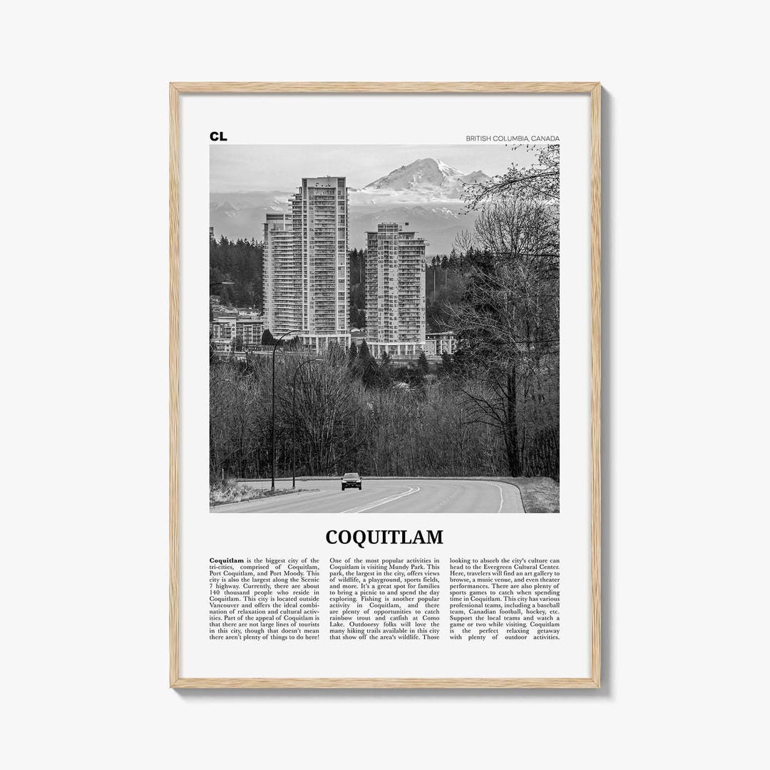 Coquitlam Print Black and White No 1, Coquitlam Wall Art, Coquitlam ...