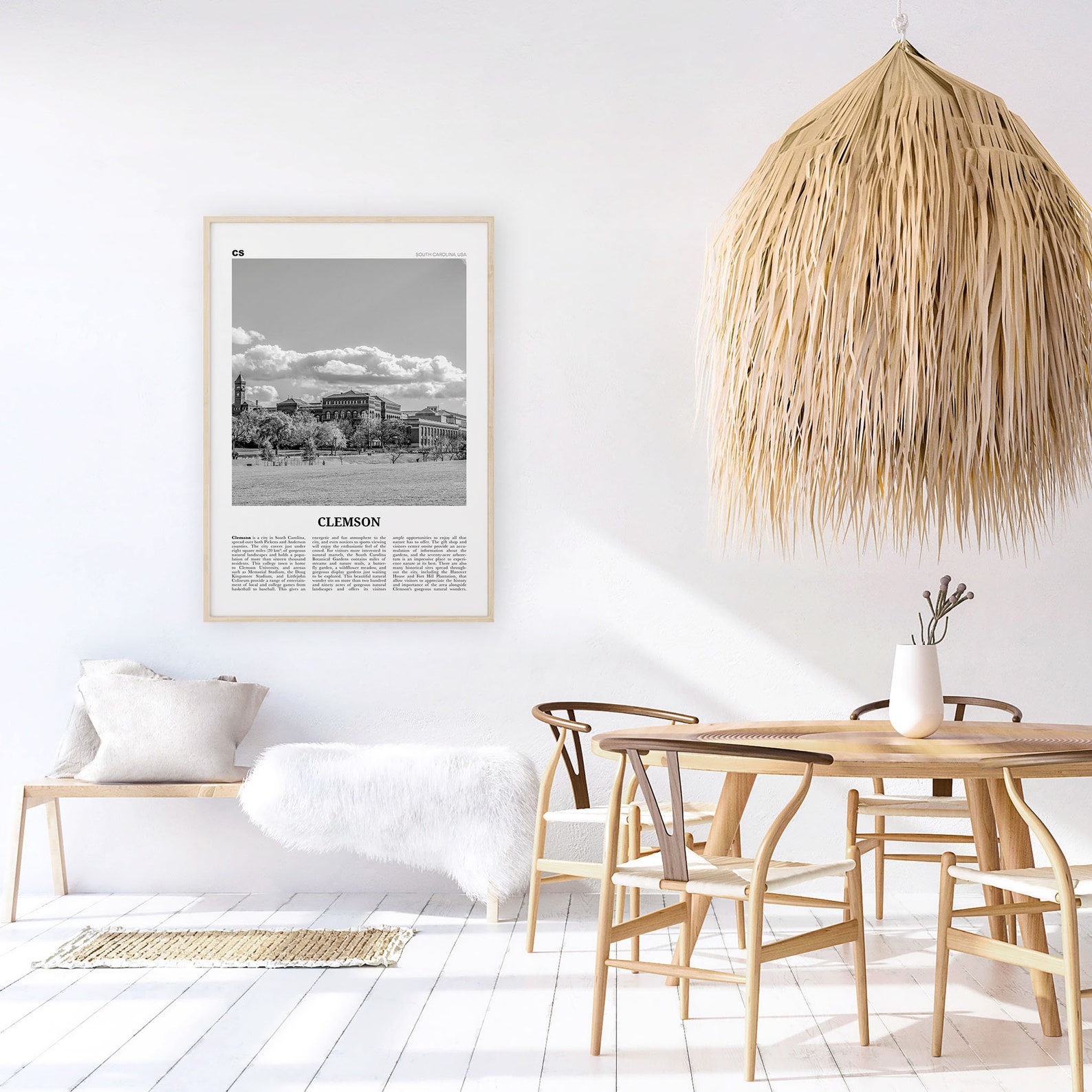 Clemson Print Black and White Clemson Wall Art Clemson - Etsy