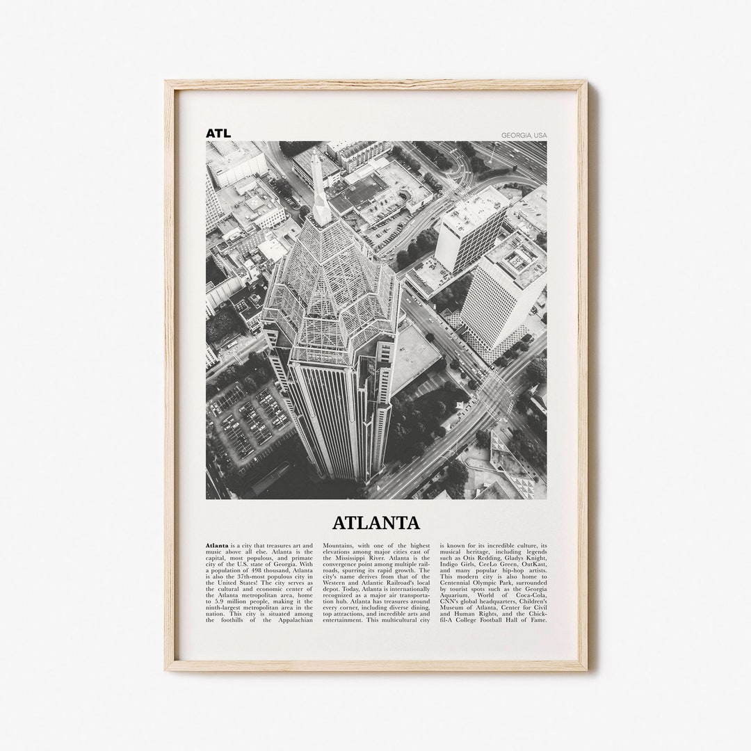 Atlanta Print Black and White No 3, Atlanta Wall Art, Atlanta Poster ...