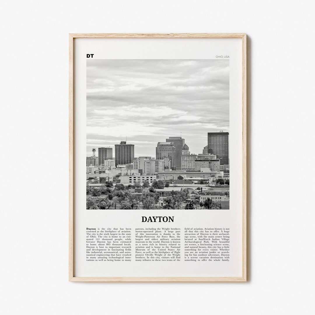 Dayton Print Black and White, Dayton Wall Art, Dayton Poster, Dayton ...