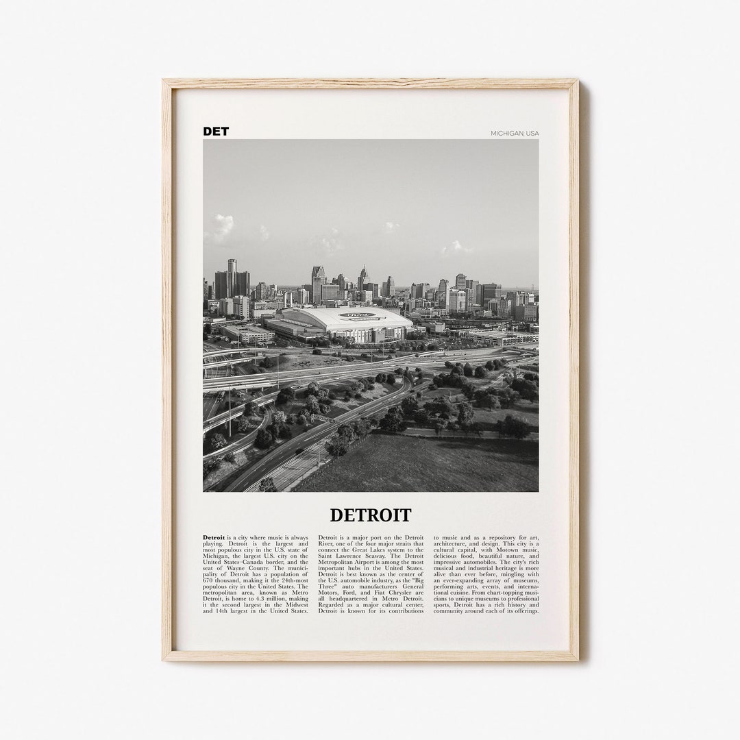 Detroit Print Black and White No 2, Detroit Wall Art, Detroit Poster ...