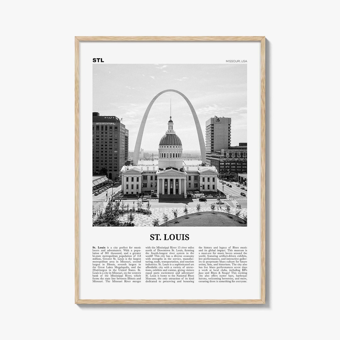 St Louis Poster Print Black and White, Gateway Arch Photo, Missouri ...