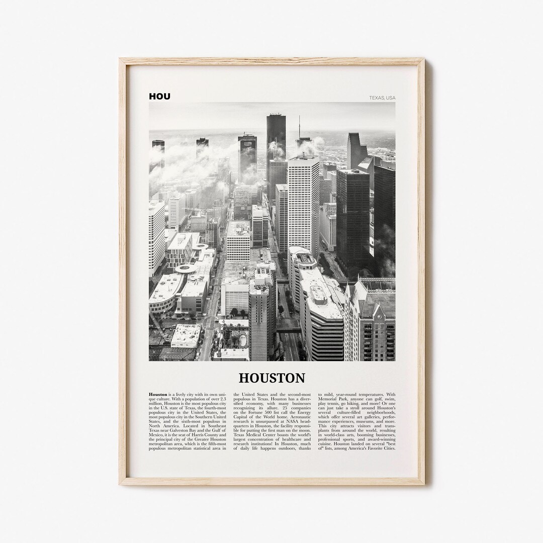 Houston Print Black and White No 1 Houston Wall Art Houston - Etsy