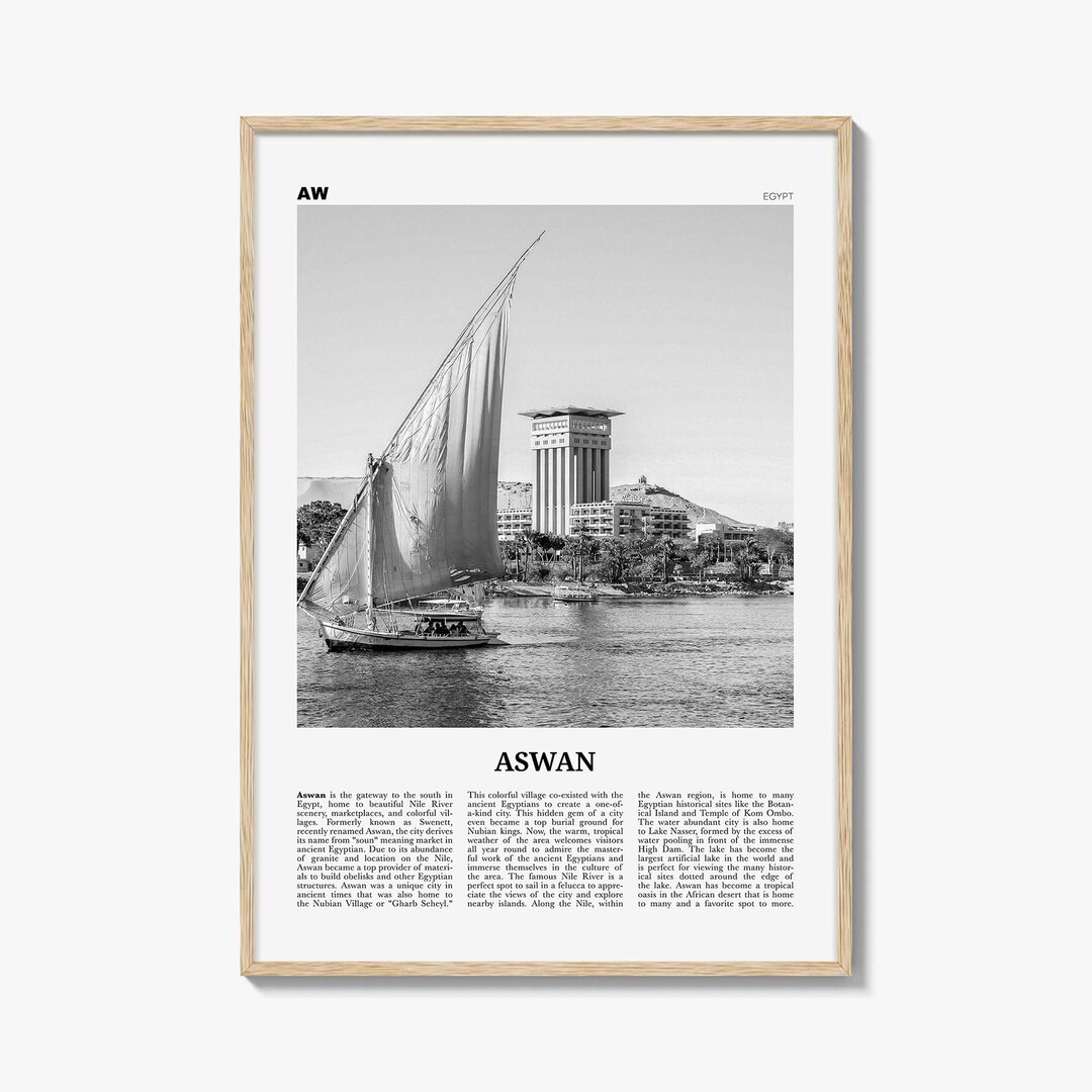 Aswan Print Black and White, Aswan Wall Art, Aswan Poster, Aswan Photo ...