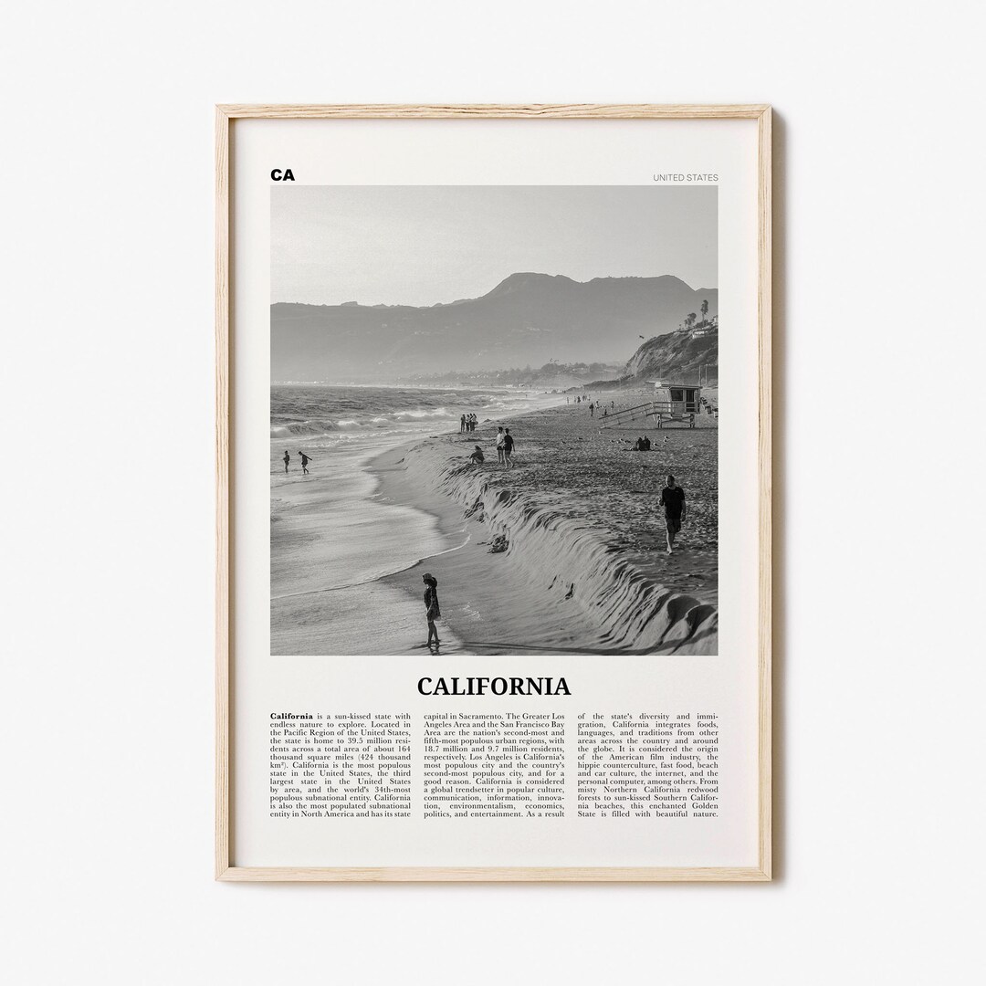 California Print Black and White No 5, California Wall Art, California ...