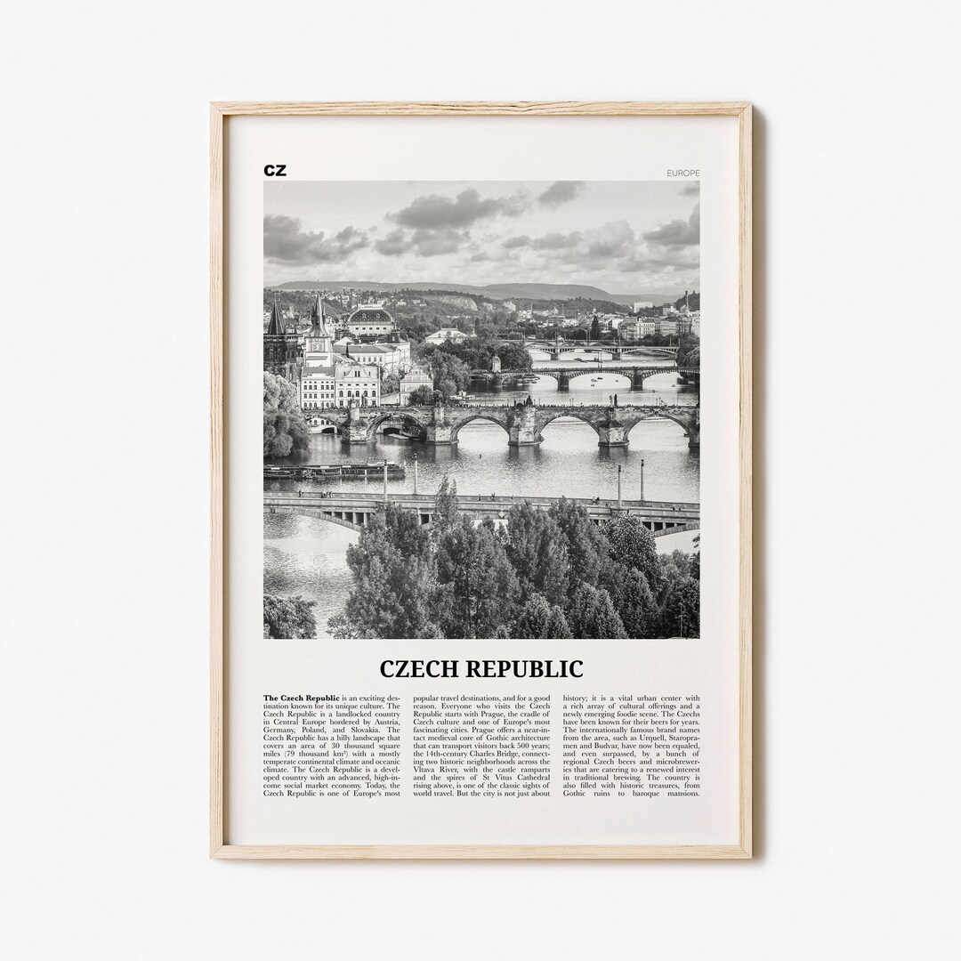 Czech Republic Print Black and White Czech Republic Wall Art - Etsy