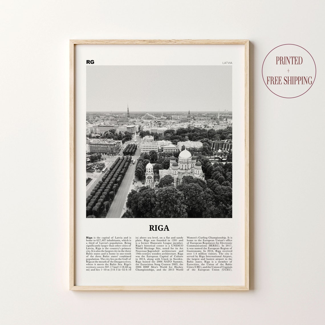Riga Print Black and White Riga Wall Art Riga Poster Riga | Etsy