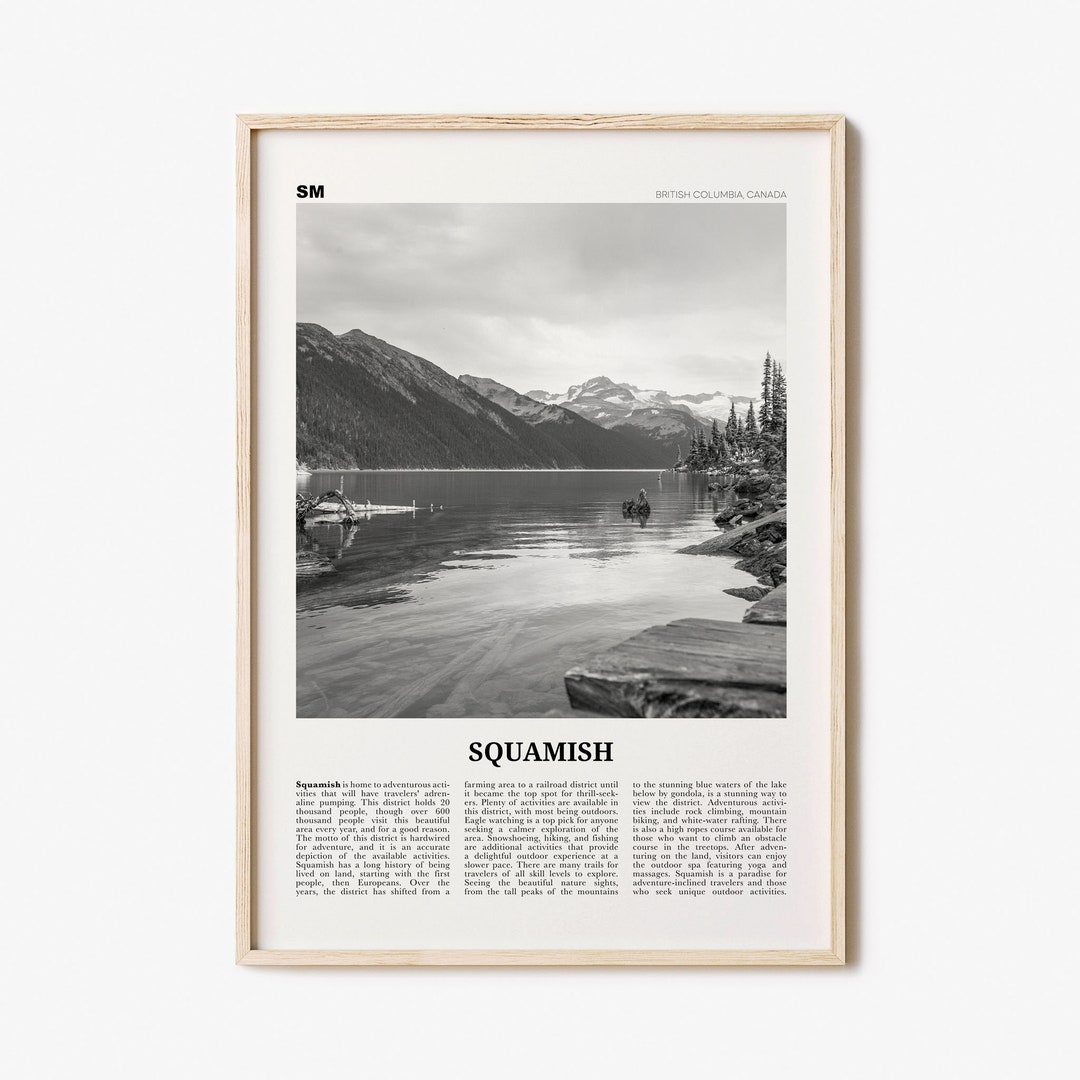 Squamish Print Black and White, Squamish Wall Art, Squamish Poster ...