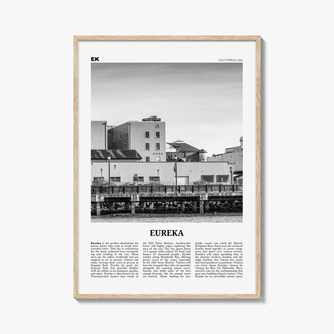 Eureka Poster Print Black and White, California Travel Wall Art ...