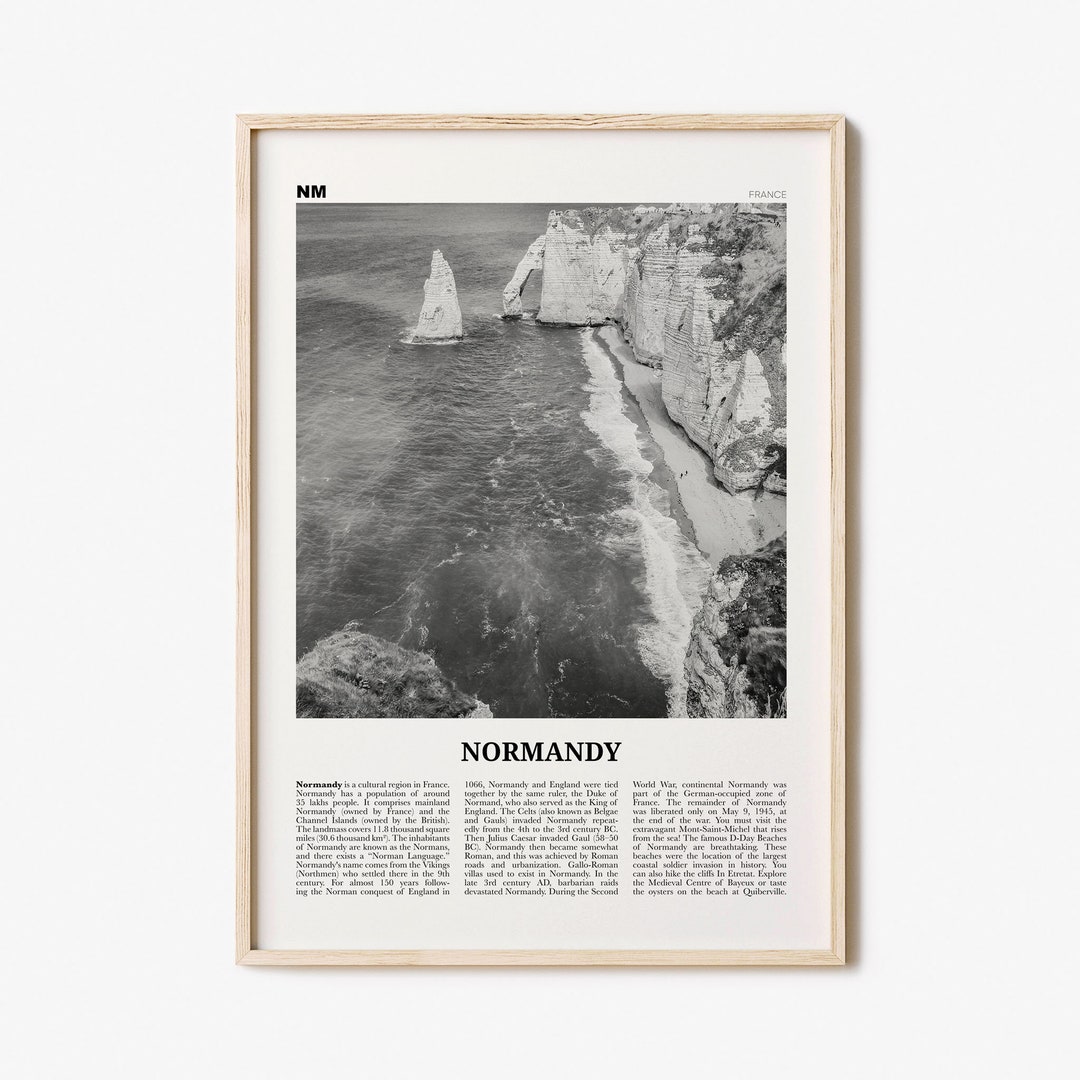 Normandy Print Black and White, Normandy Wall Art, Normandy Poster ...