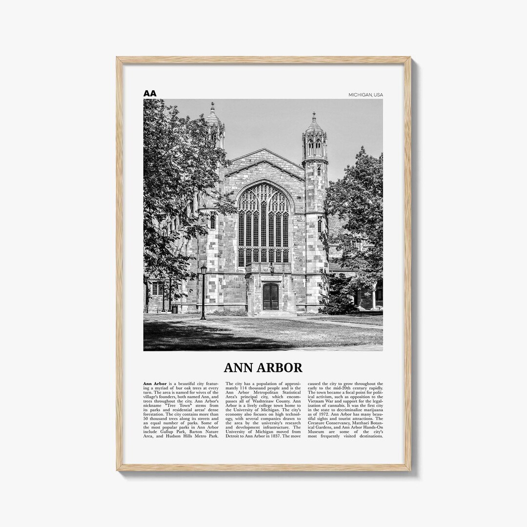 Ann Arbor Print Black and White No 2, Ann Arbor Wall Art, Ann Arbor ...