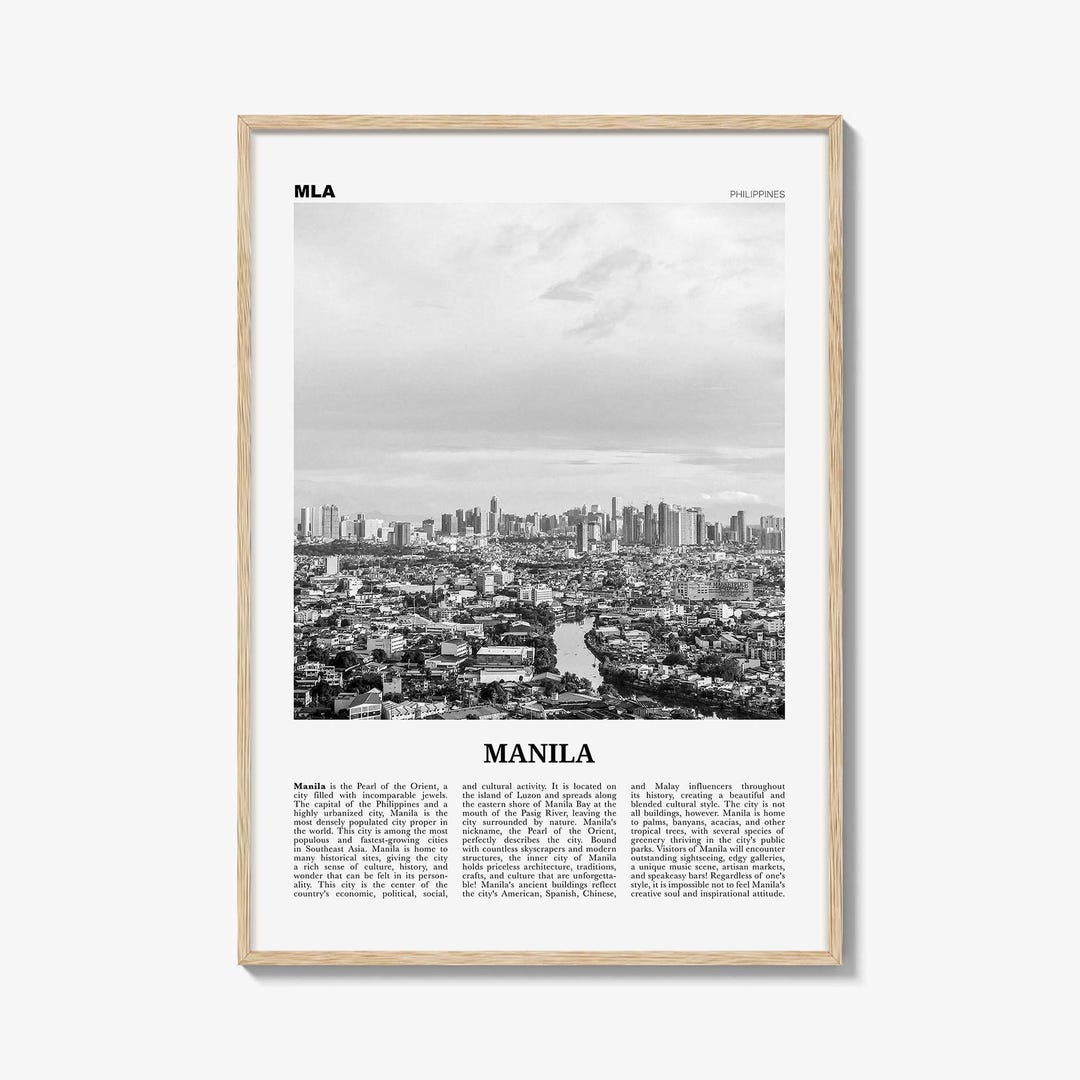 Manila Print Black and White No 2, Manila Wall Art, Manila Poster ...