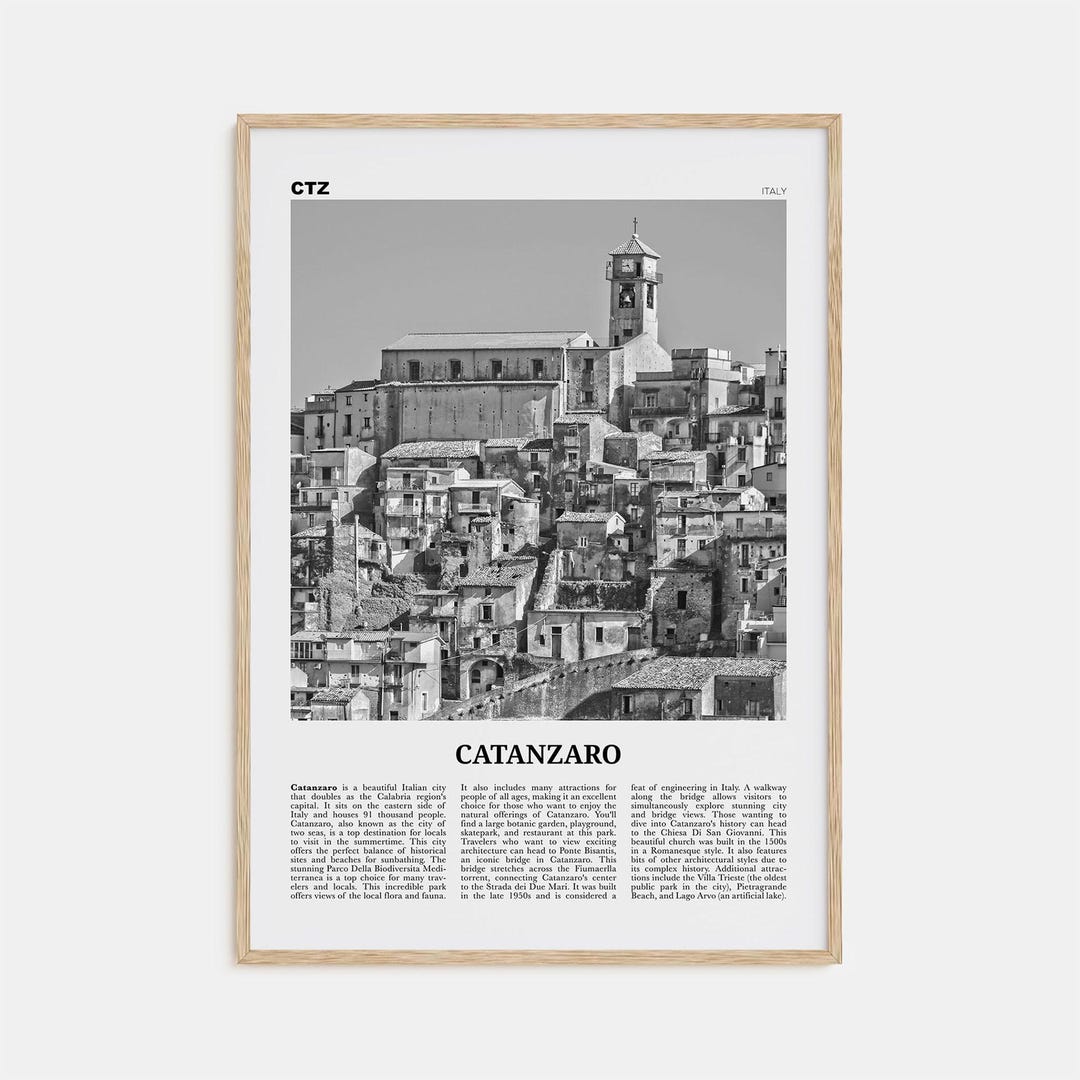 Catanzaro Print Black and White, Catanzaro Wall Art, Catanzaro Poster ...