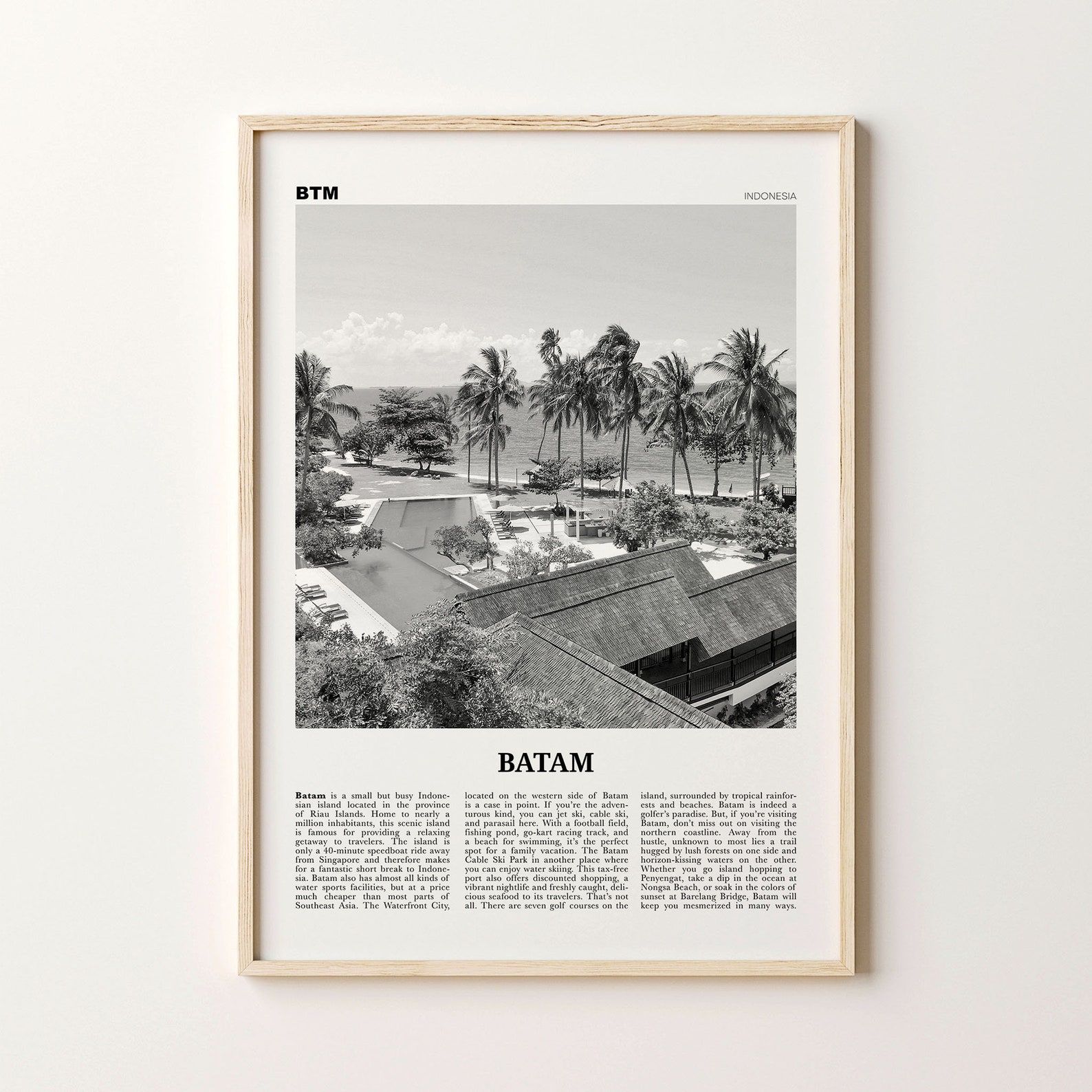 Batam Print Black and White Batam Wall Art Batam Poster | Etsy