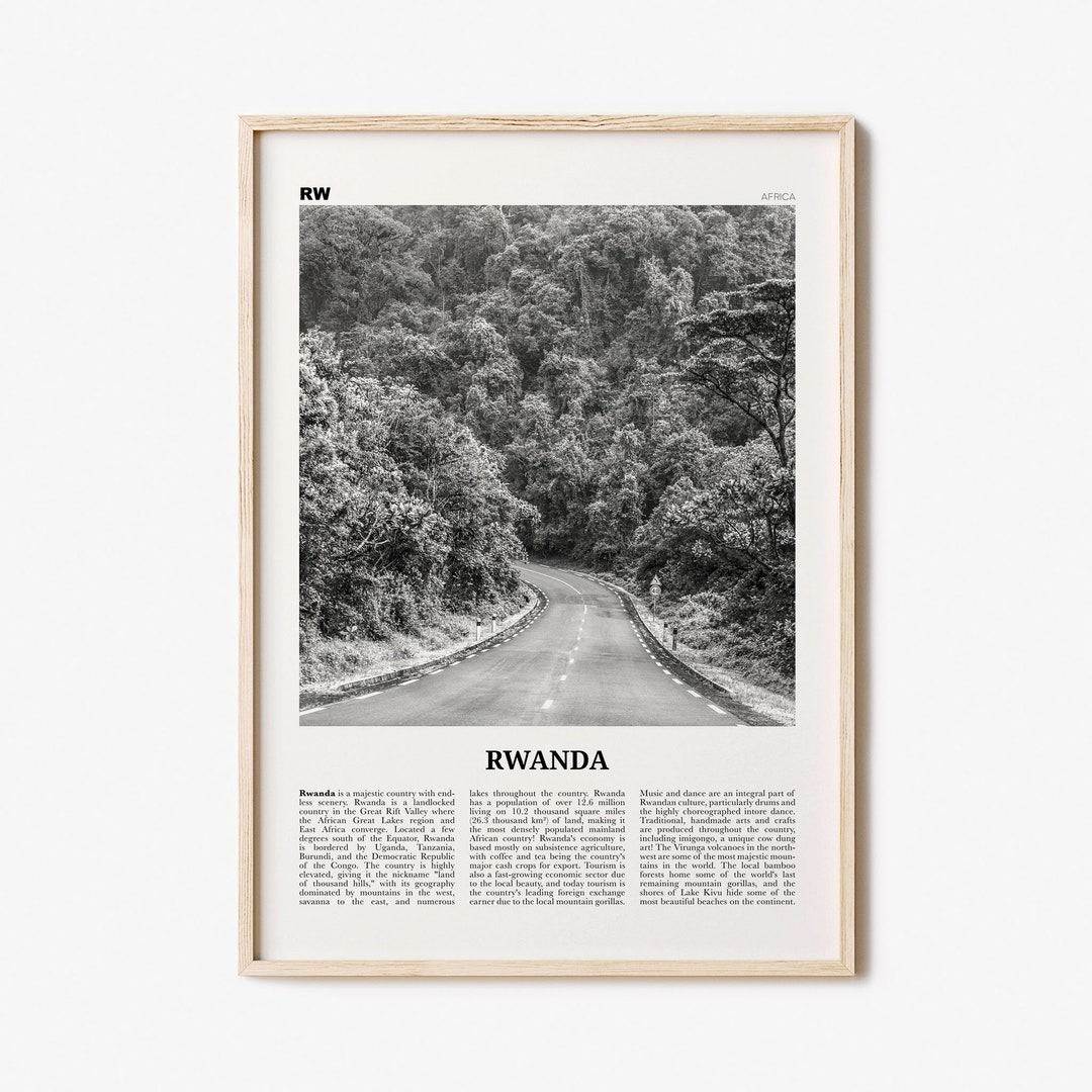 Rwanda Print Black and White, Rwanda Wall Art, Rwanda Poster, Rwanda ...