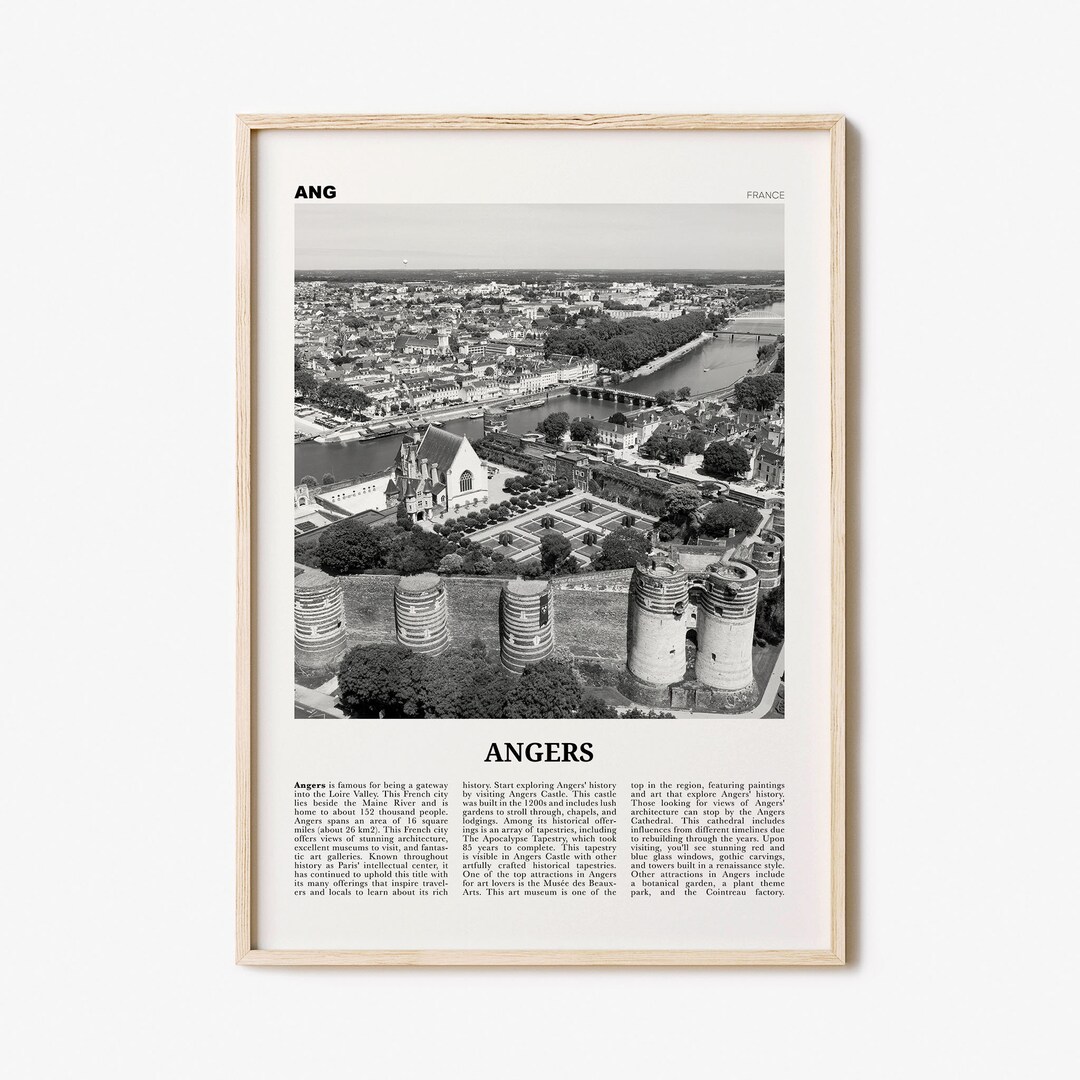 Angers Print Black and White, Angers Wall Art, Angers Poster, Angers ...