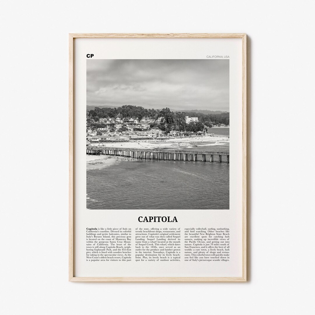 Capitola Print Black and White, Capitola Wall Art, Capitola Poster ...