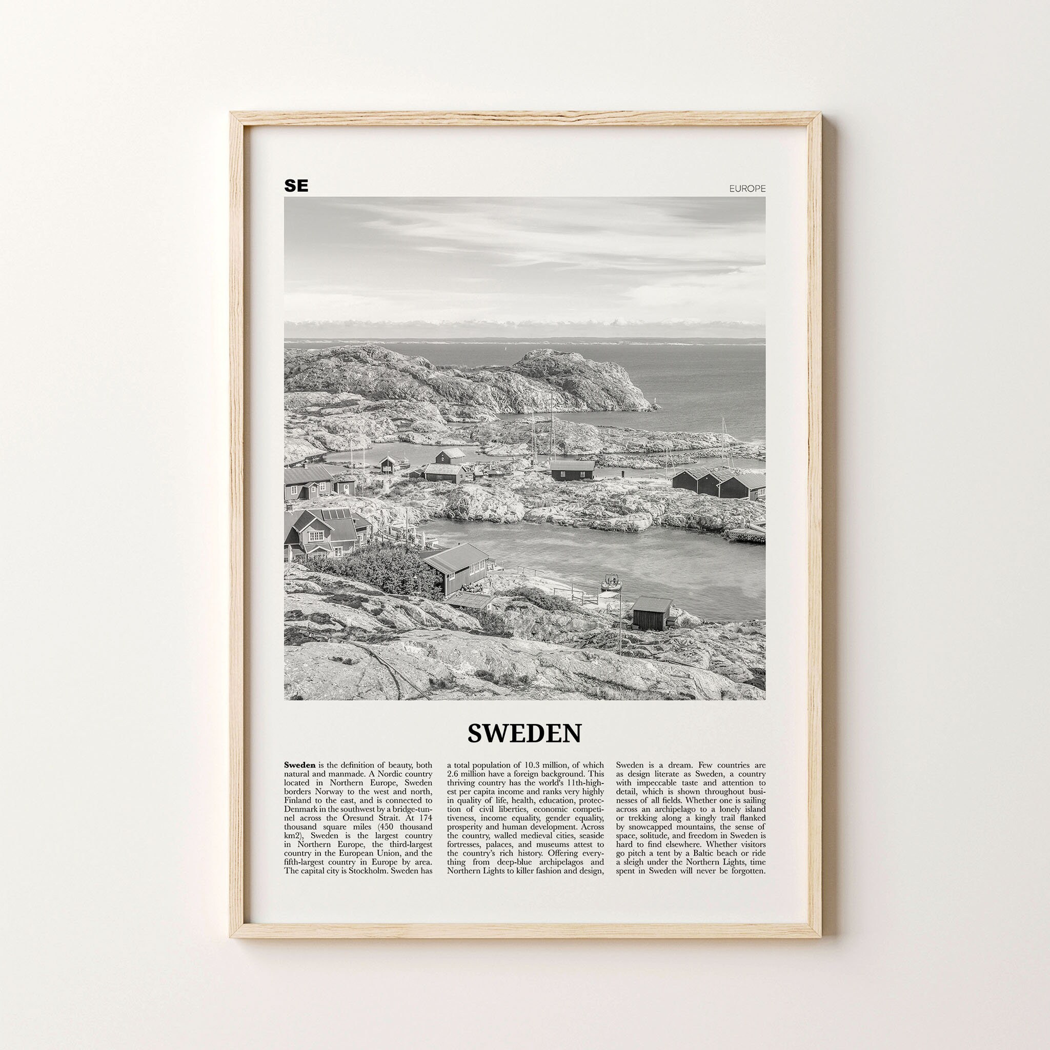 Sweden Print Black and White Sweden Wall Art Sweden Poster | Etsy