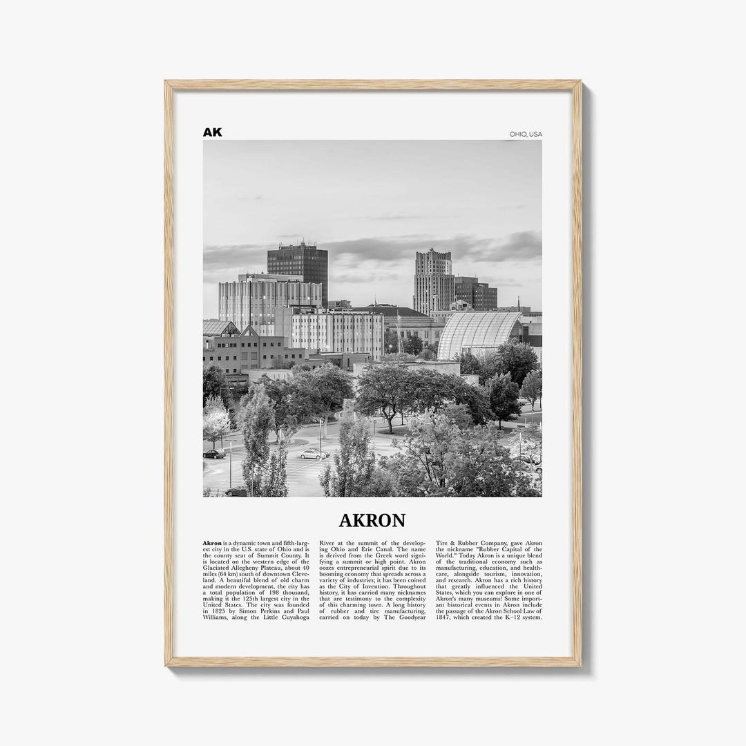 Akron Print Black and White, Akron Wall Art, Akron Poster, Akron Photo ...