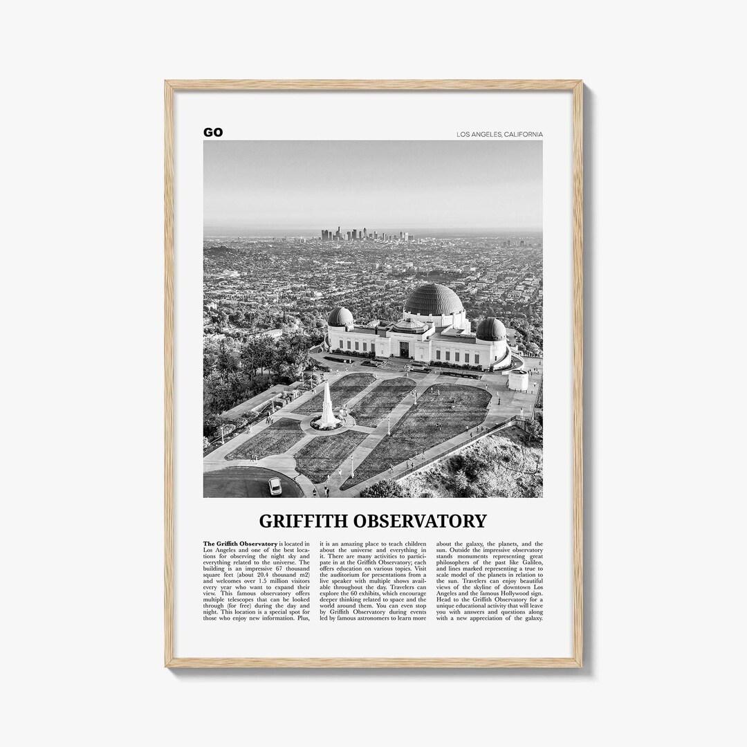 Griffith Observatory Print Black and White, Griffith Observatory Wall ...