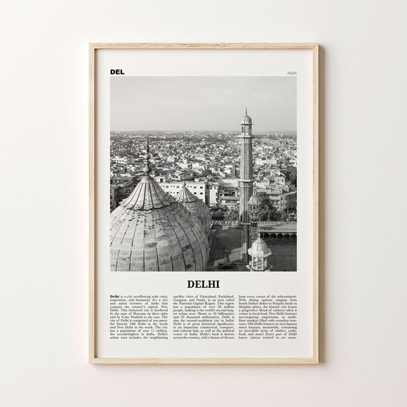 Delhi Print Black and White Delhi Wall Art Delhi Poster | Etsy