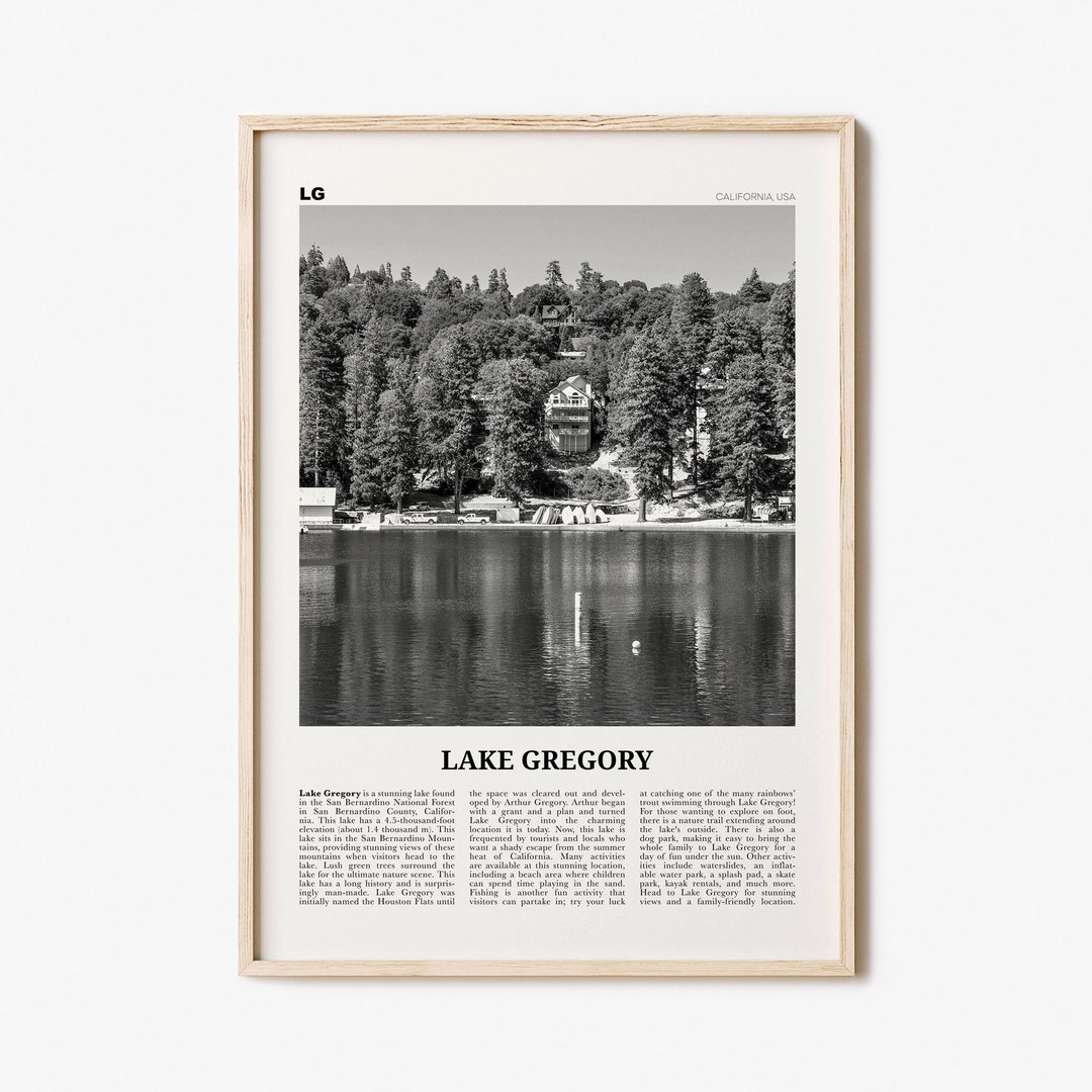 Lake Gregory Print Black and White, Lake Gregory Wall Art, Lake Gregory ...