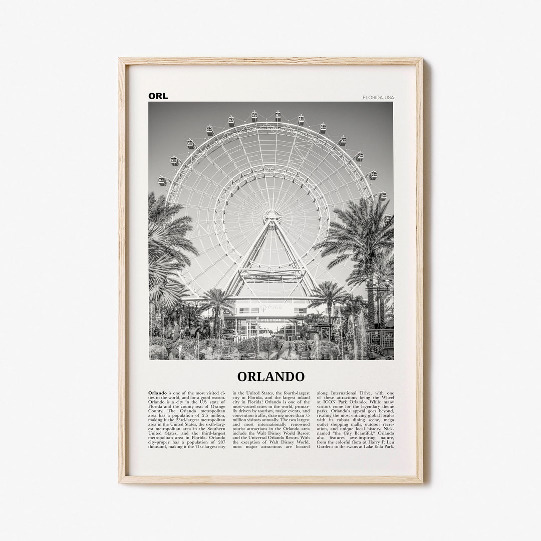 Orlando Print Black and White No 2 Orlando Wall Art Orlando - Etsy