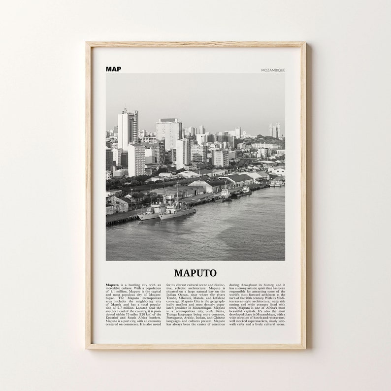 Maputo Print Black and White Maputo Wall Art Maputo Poster | Etsy