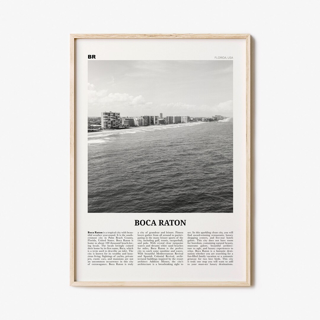 Boca Raton Print Black and White No 1, Boca Raton Wall Art, Boca Raton ...