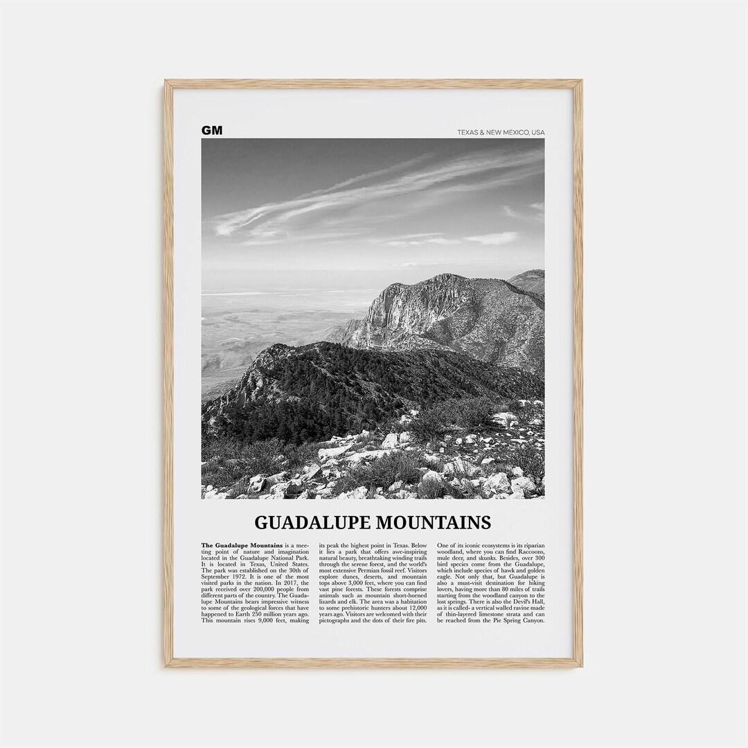 Guadalupe Mountains Print Black and White, Guadalupe Mountains Wall Art ...