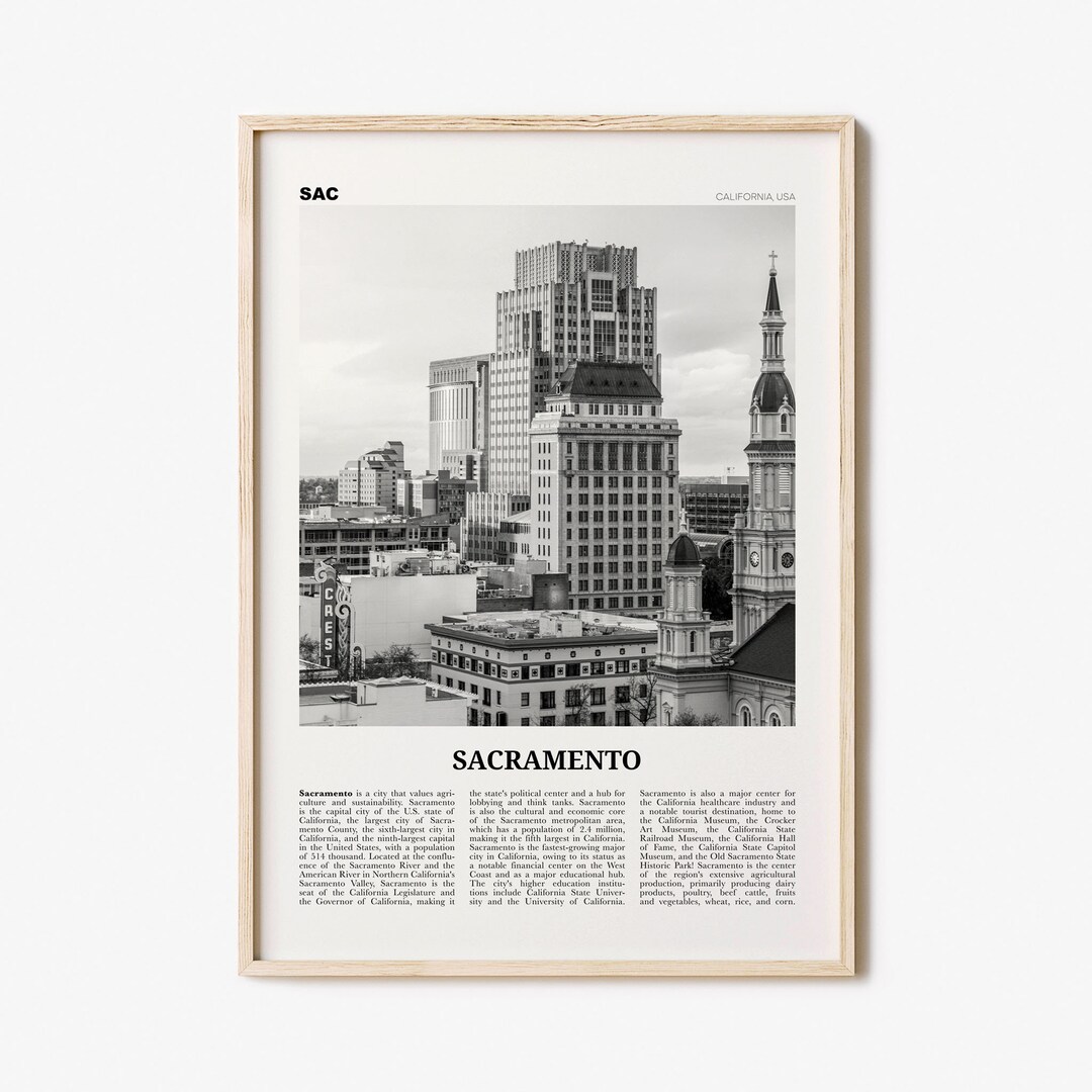 Sacramento Print Black and White No 2, Sacramento Wall Art, Sacramento ...