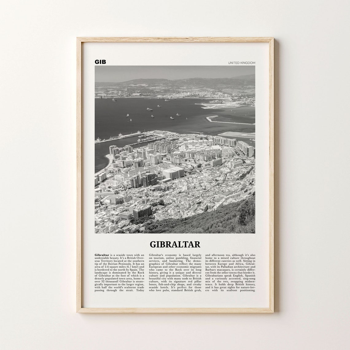 Gibraltar Print Black and White Gibraltar Wall Art Gibraltar | Etsy