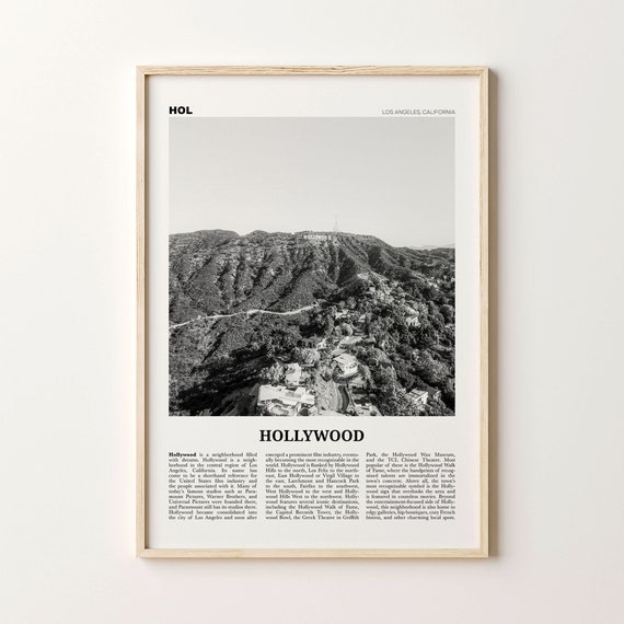 Hollywood Print Black and White Hollywood Wall Art Hollywood | Etsy