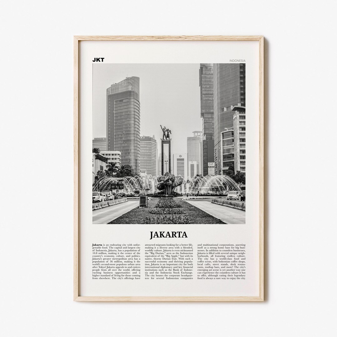 Jakarta Print Black and White No 1, Jakarta Wall Art, Jakarta Poster ...