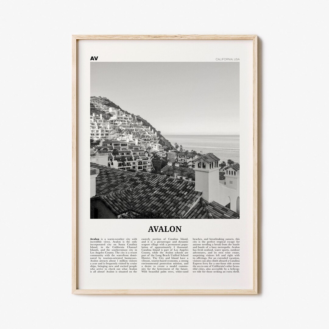 Avalon Print Black and White California, Avalon Wall Art, Avalon Poster ...