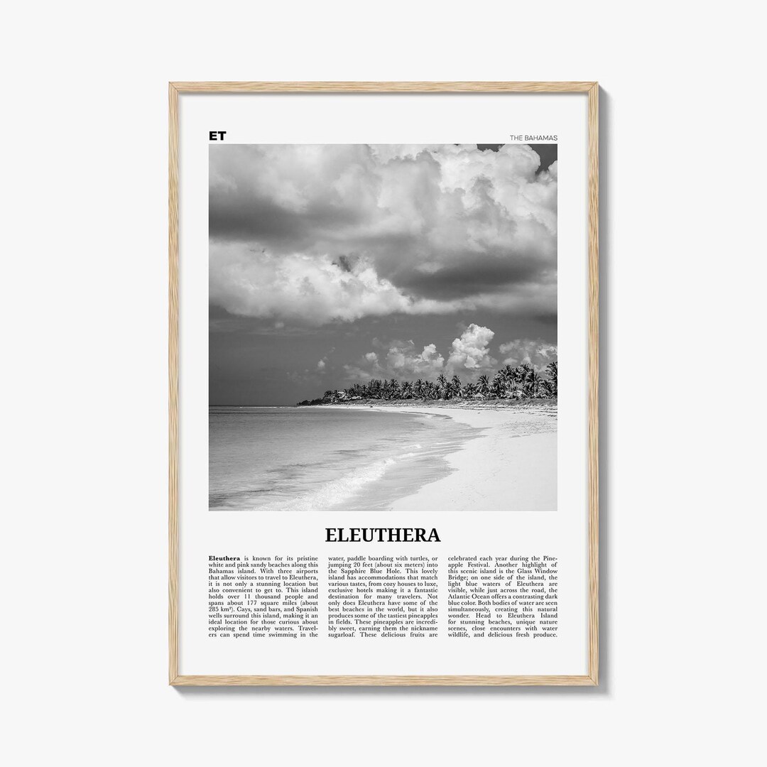 Eleuthera Poster Print Black and White, Bahamas Travel Wall Art, Island ...