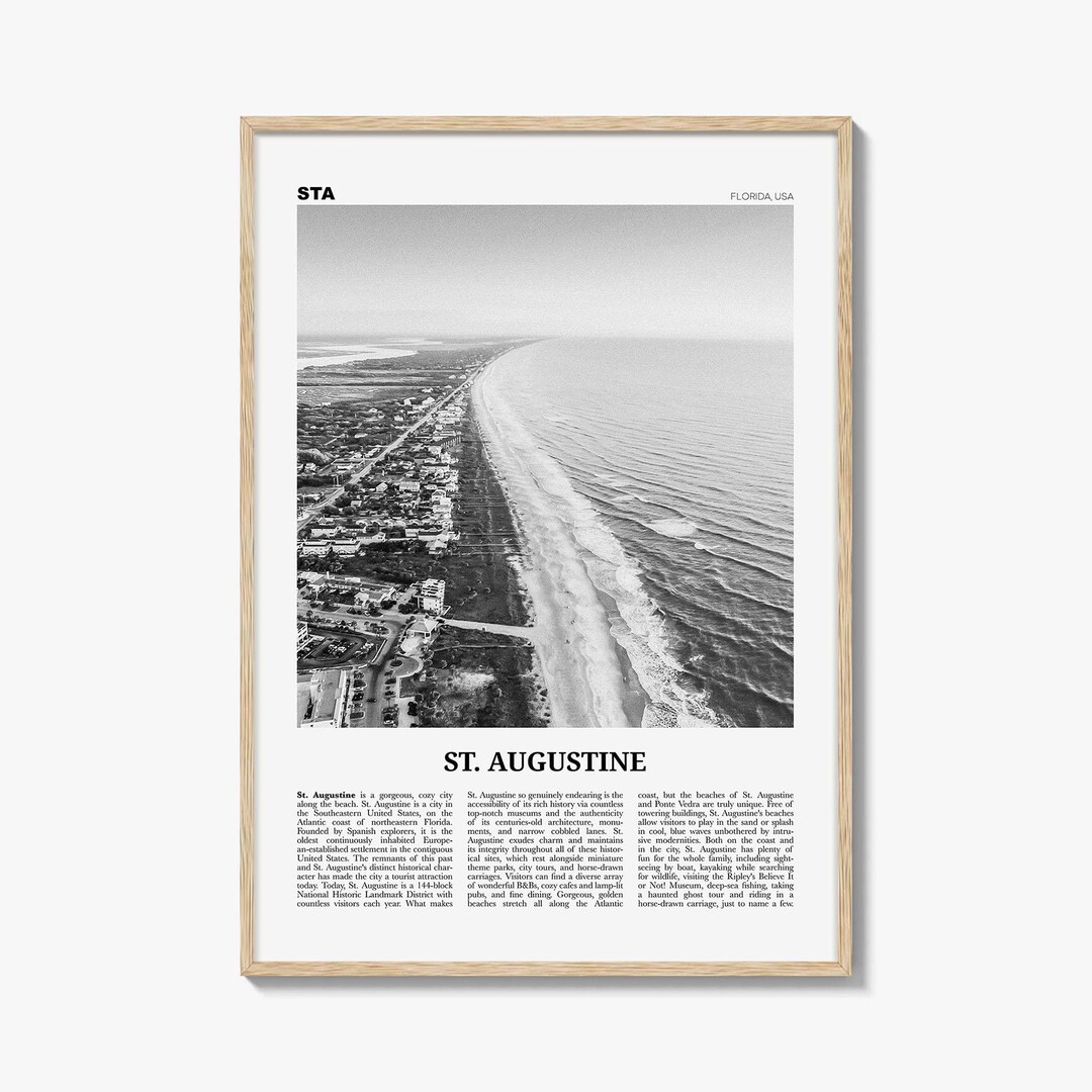 St Augustine Print Black and White No 2, St Augustine Wall Art, St ...