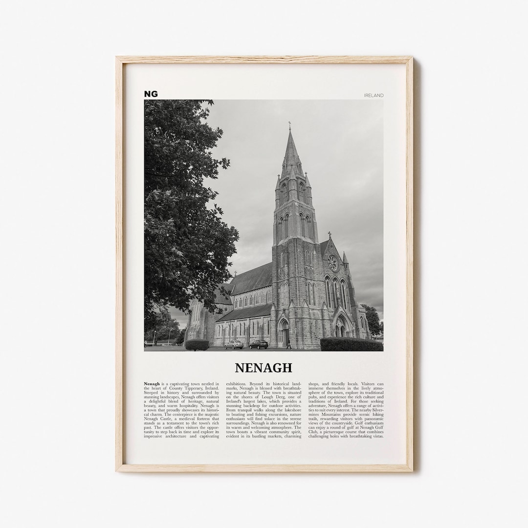 Nenagh Print Black and White, Nenagh Wall Art, Nenagh Poster, Nenagh ...