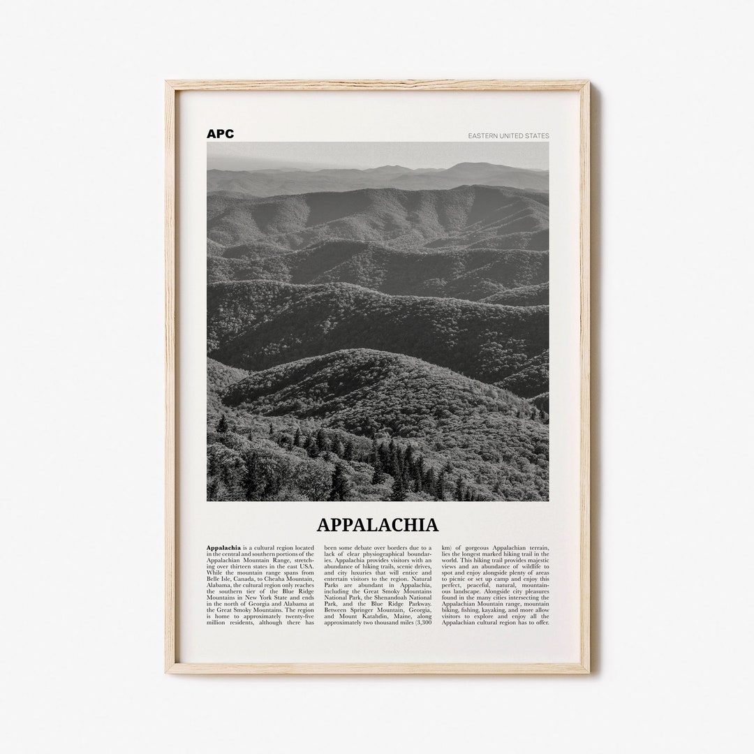 Appalachia Print Black and White, Appalachia Wall Art, Appalachia ...
