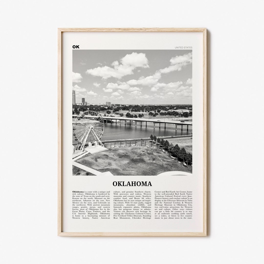 Oklahoma Print Black and White No 1 Oklahoma Wall Art - Etsy
