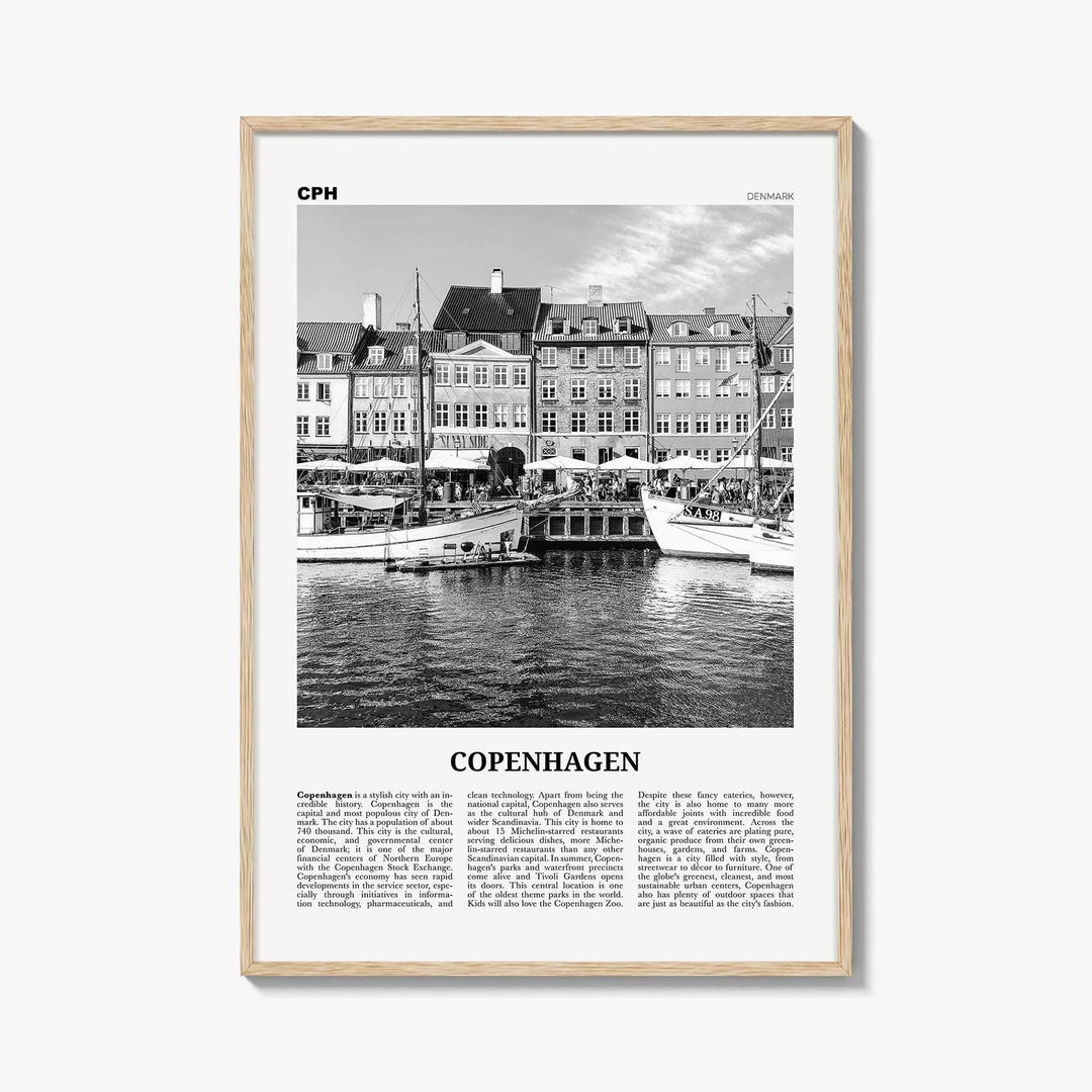 Copenhagen Poster Print Black and White, Nyhavn Photo, Denmark Travel ...