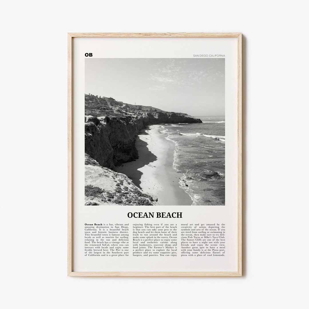 Ocean Beach Print Black and White, Ocean Beach Wall Art, Ocean Beach ...