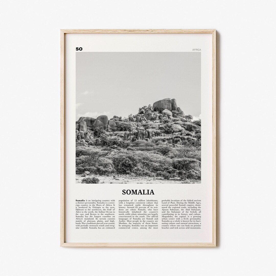 Somalia Print Black and White, Somalia Wall Art, Somalia Poster ...