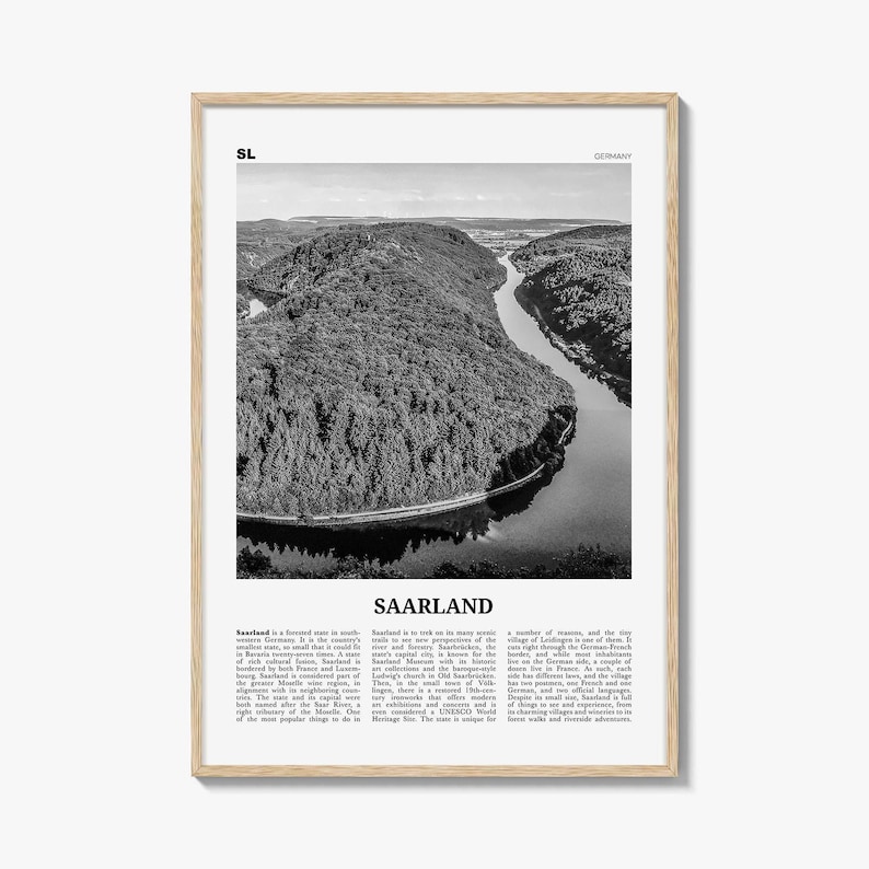 Saarland Poster Print Black and White, Germany Travel Wall Art, Nature ...