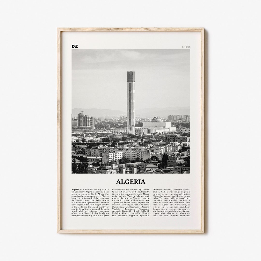 Algeria Print Black and White Algeria Wall Art Algeria - Etsy