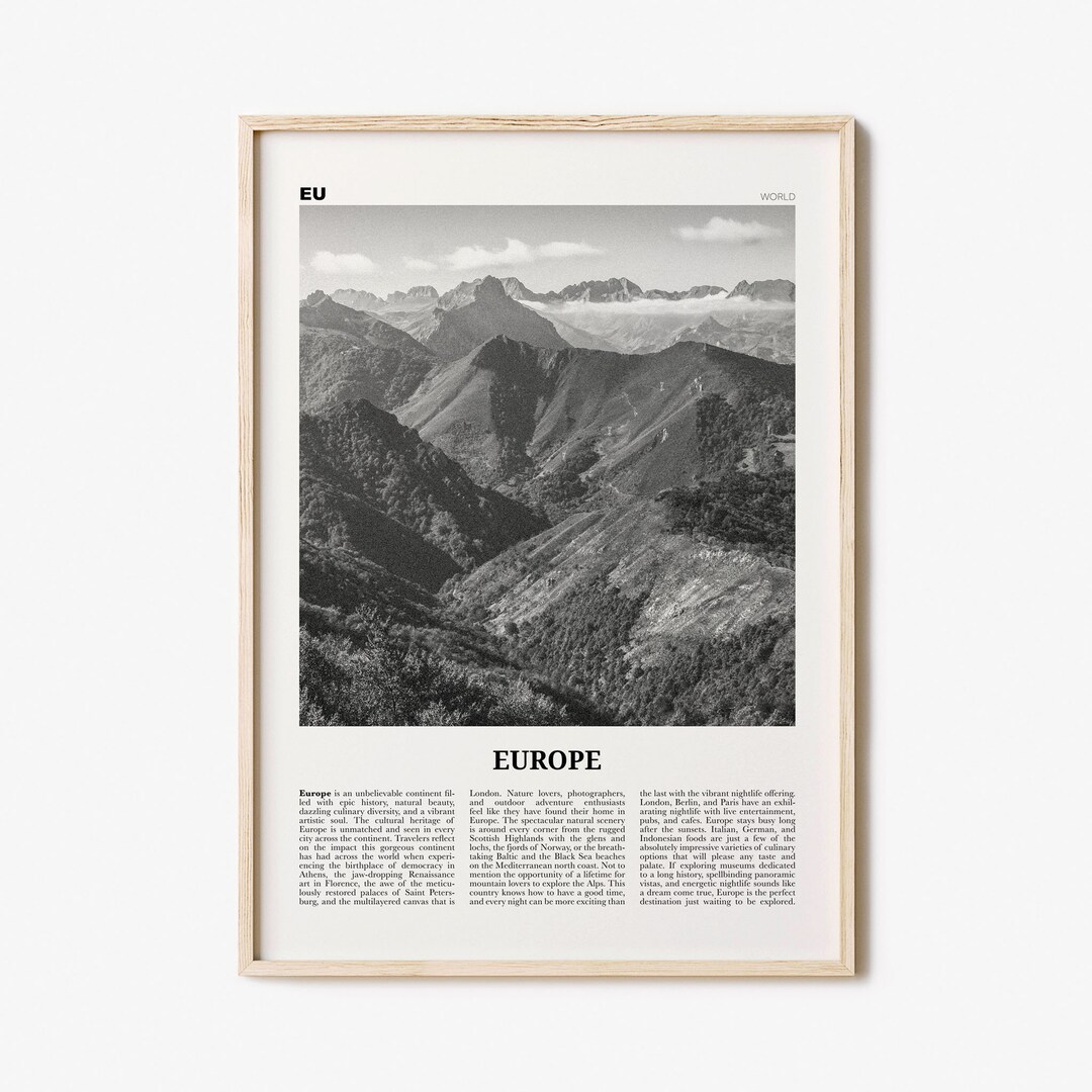 Europe Print Black and White, Europe Wall Art, Europe Poster, Europe ...