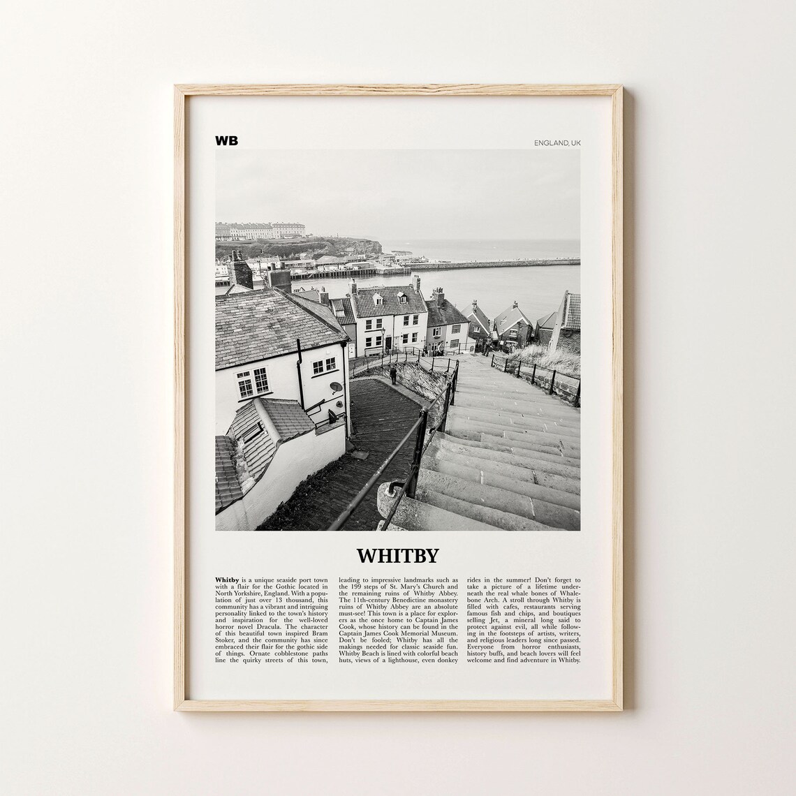 Whitby Print Black and White Whitby Wall Art Whitby Poster | Etsy